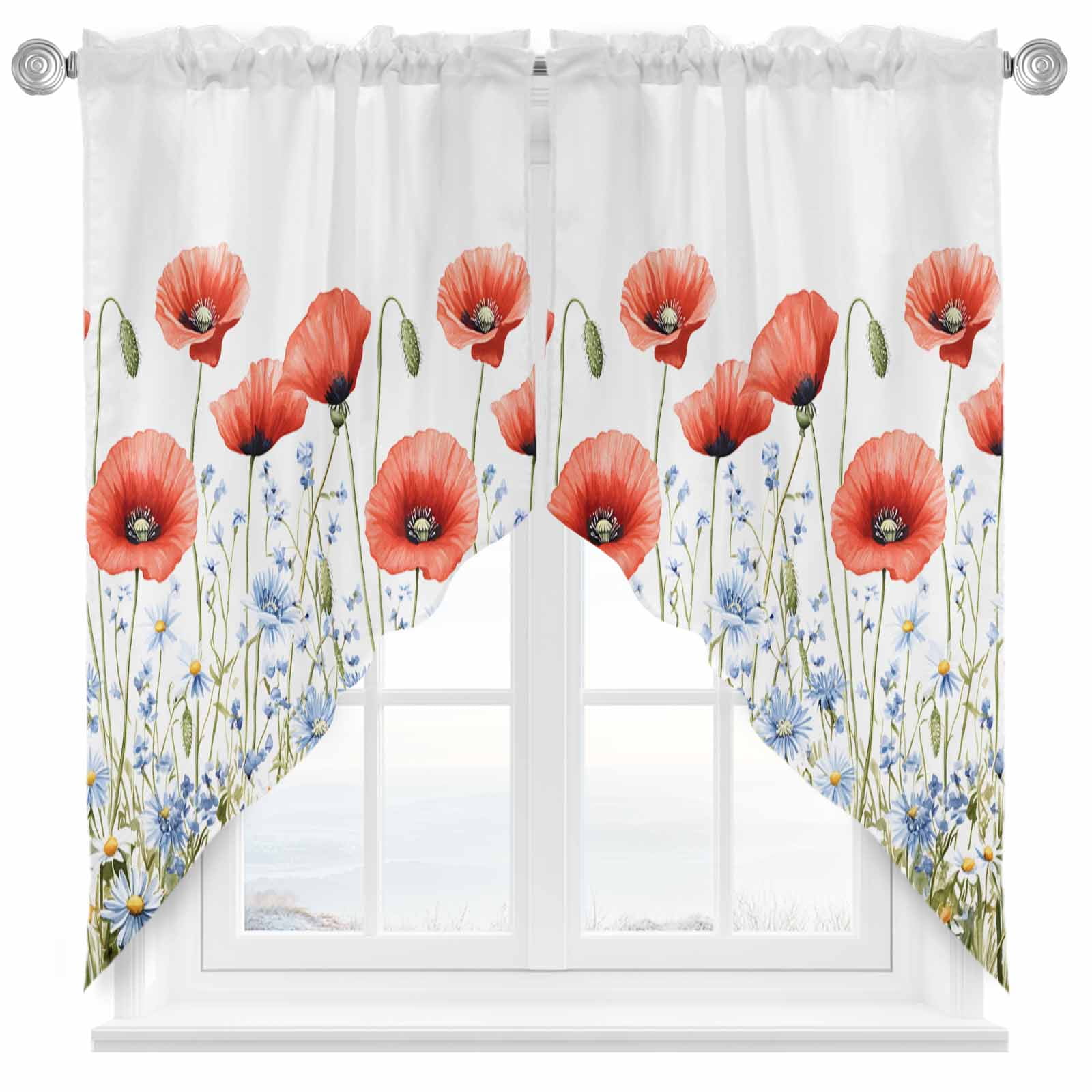 Independence Day Swag Kitchen Curtain Valances, Vintage Red Blue ...