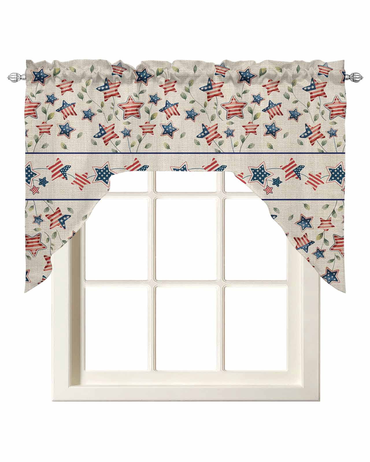 Independence Day Swag Valances for Windows, Small Curtains Drapes, 4th ...