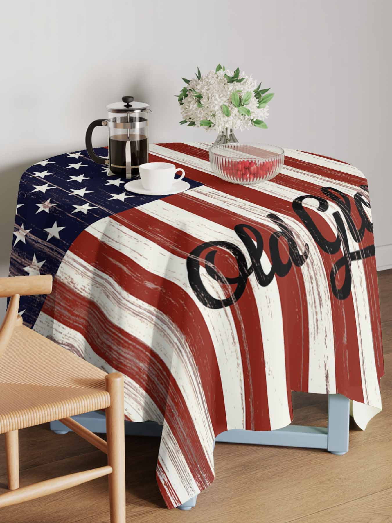 Independence Day Table Cloth 54x54 Inch Square, U.S. Flag Themed Five ...