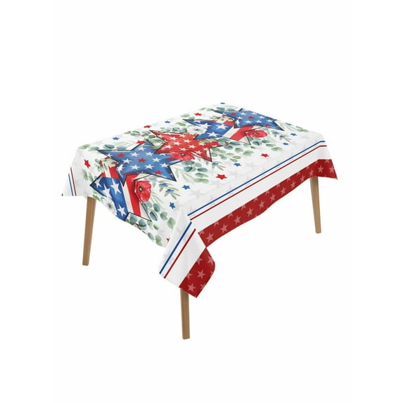 Independence Day Table Cloth, Star Stripe Flag Eucalyptus Red Blue ...