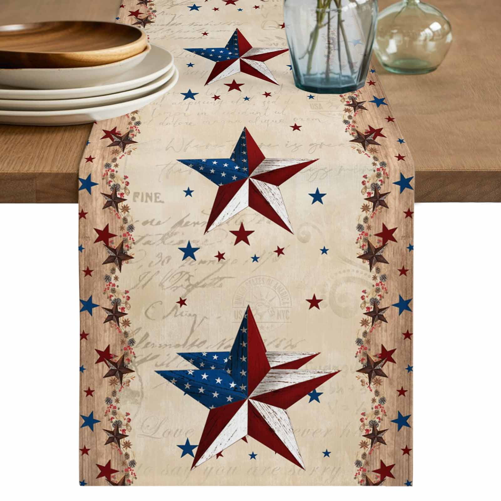 Independence Day Table Runner 72 Inches, Rustic Texas Star Farmhouse ...