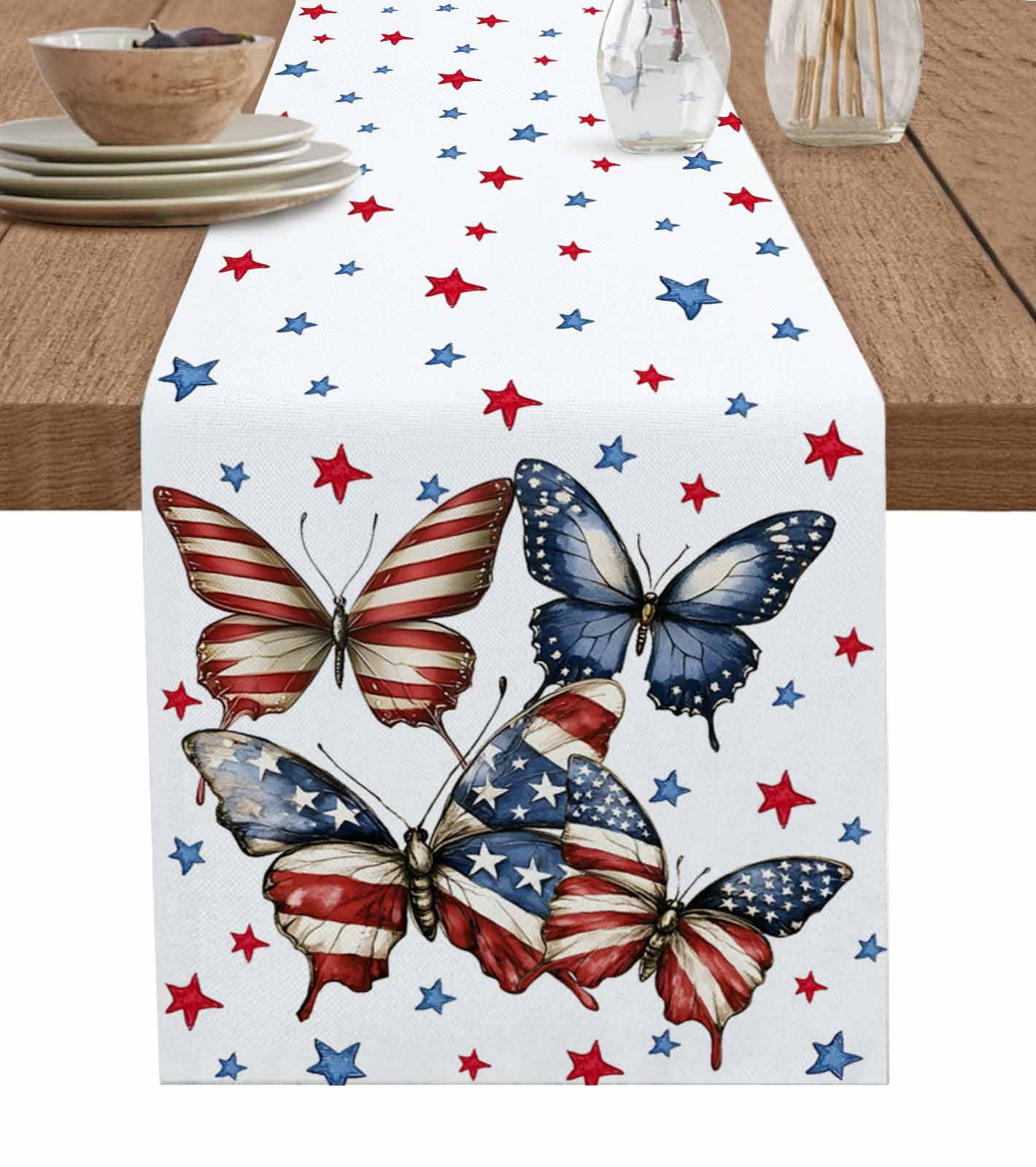 Independence Day Table Runner Cotton Linen 36 Inch Holiday Dresser ...