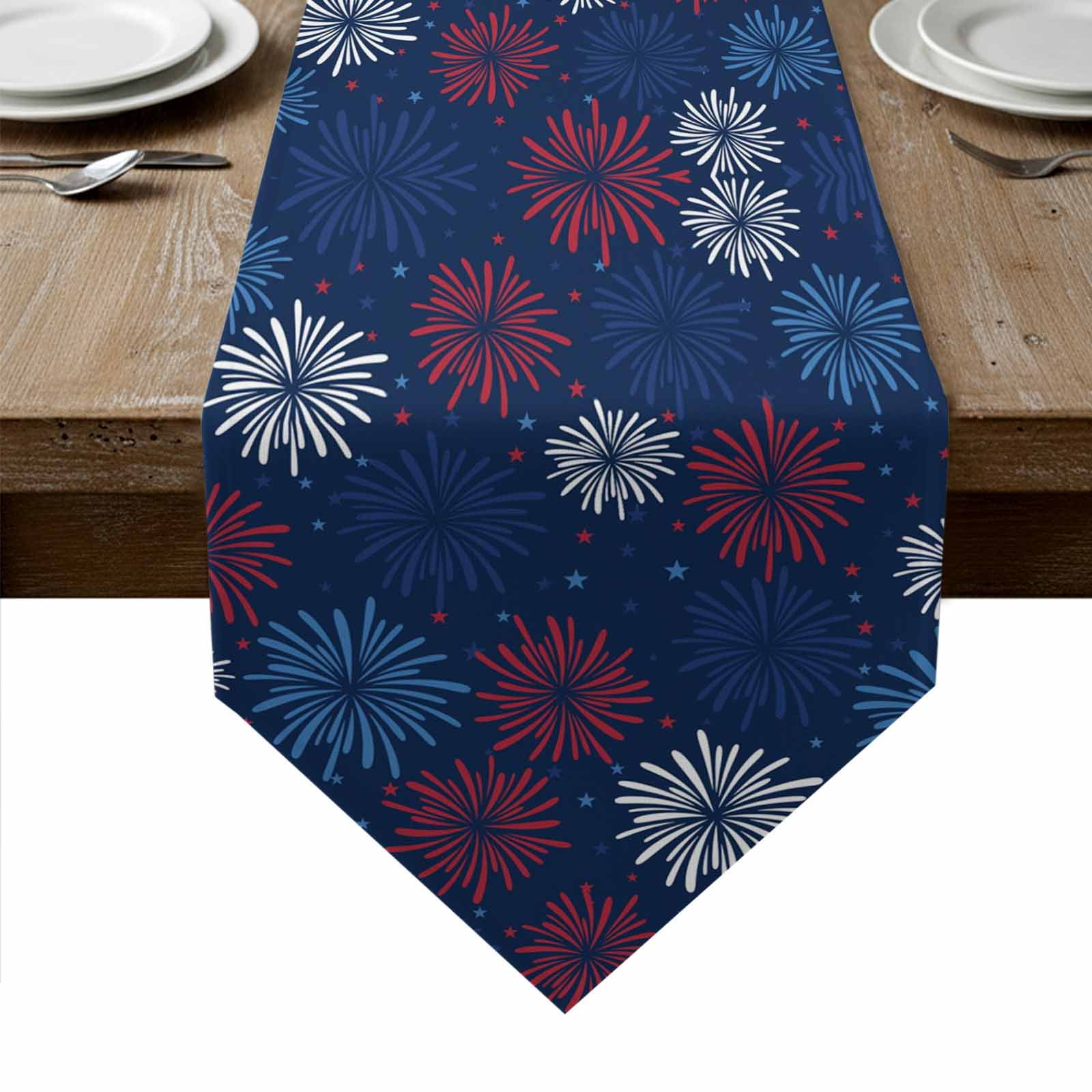 Independence Day Table Runner Linen Burlap Table Runner 48 Inches Long ...