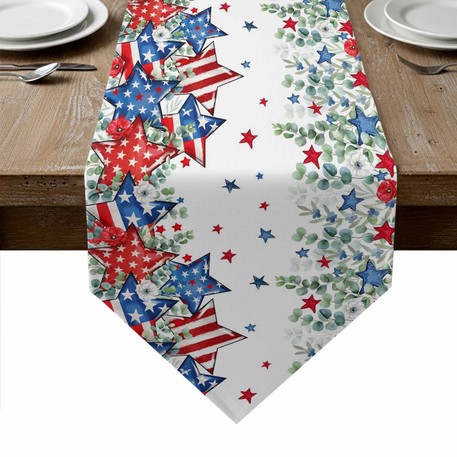 Independence Day Table Runner Linen Burlap Table Runner 60 Inches Long ...