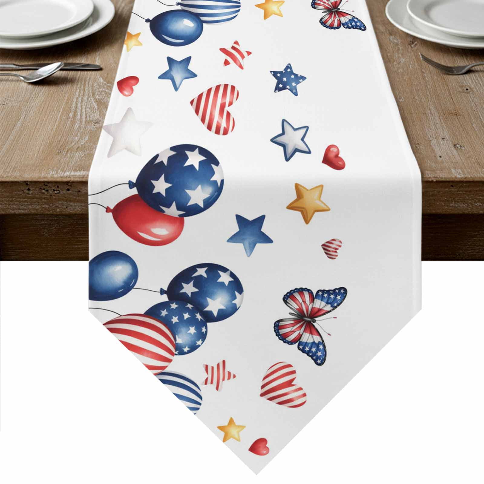 Independence Day Table Runner Linen Burlap Table Runner 90 Inches Long ...