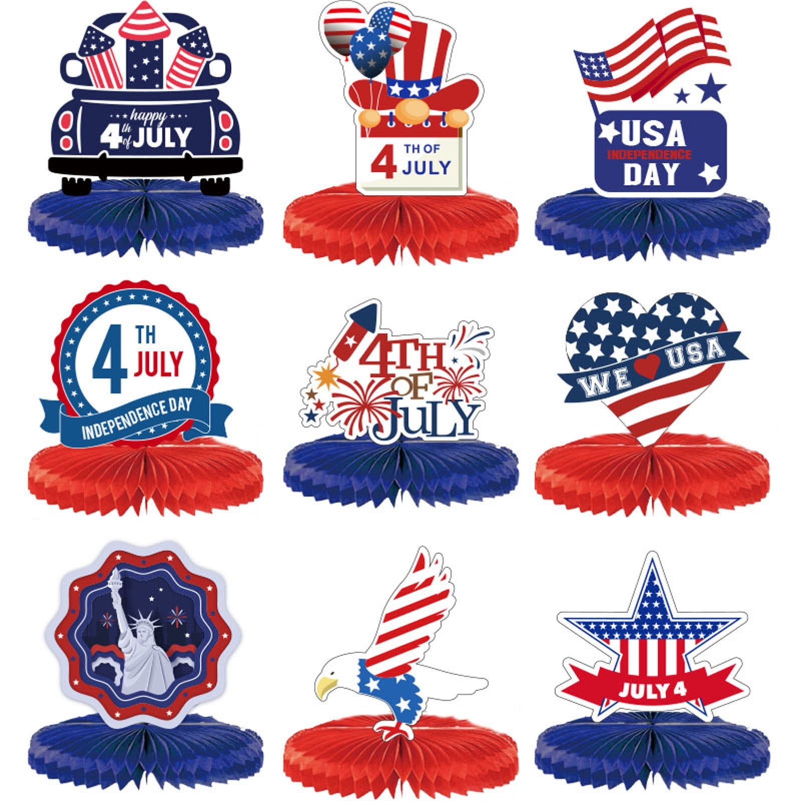 Independence Day Table Sign 9PC 2025 Patriotic Memorial Day Decorations ...