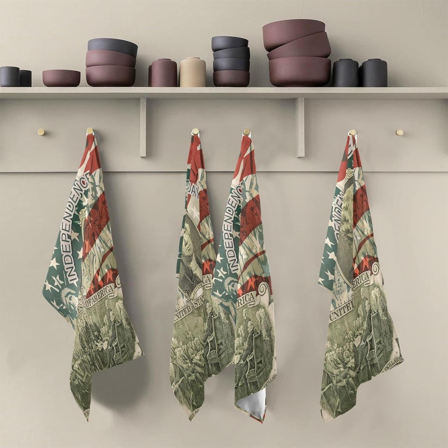Independence Day Tea Towels Set of 6 USA Flag Kitchen Dish Cloth with ...