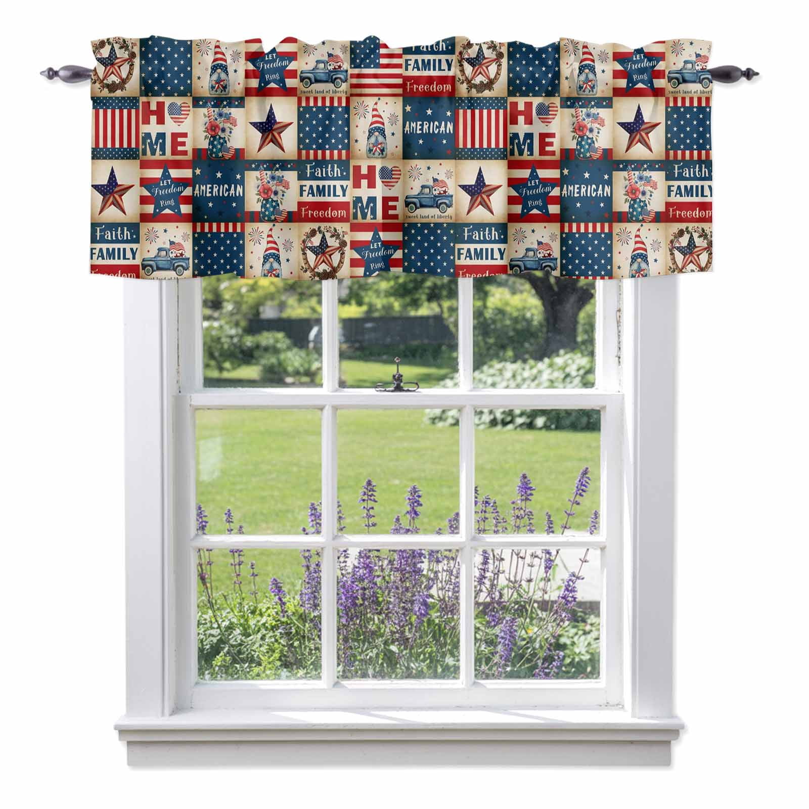 Independence Day Texas Stars Valances for Windows,Rod Pocket Valance ...