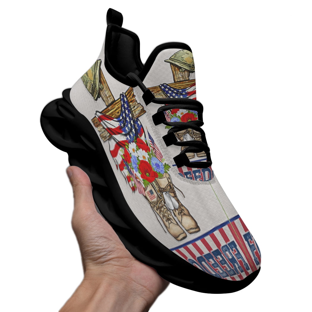 Independence Day Thank You Veteran Freedom Shoes Sneakers Black Size 9. ...