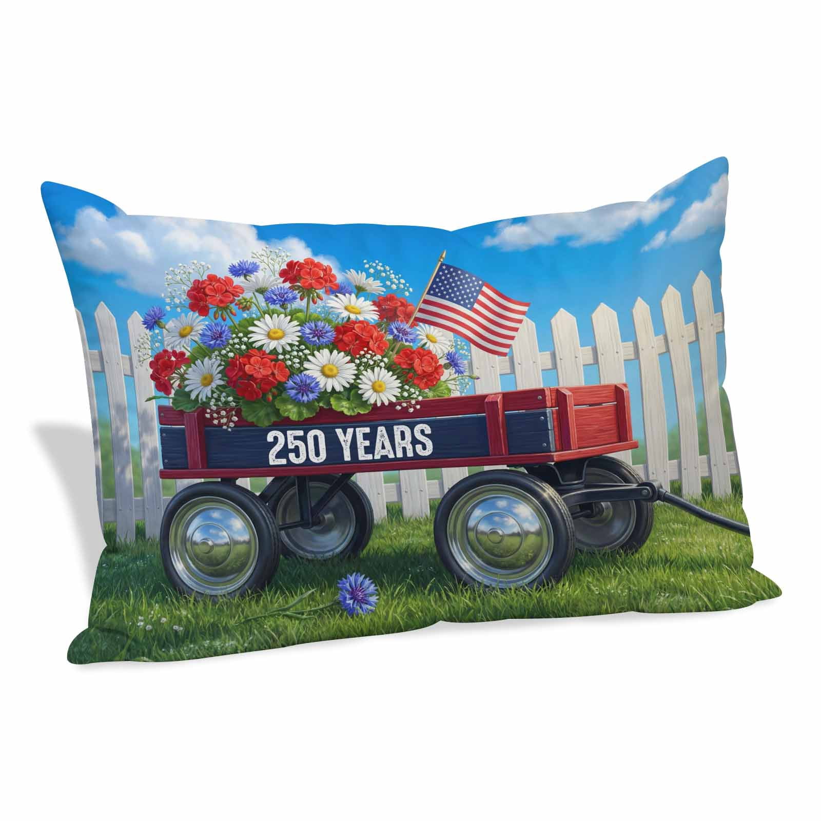 Independence Day Throw Pillow Covers, American Flag Watercolor Flowers ...