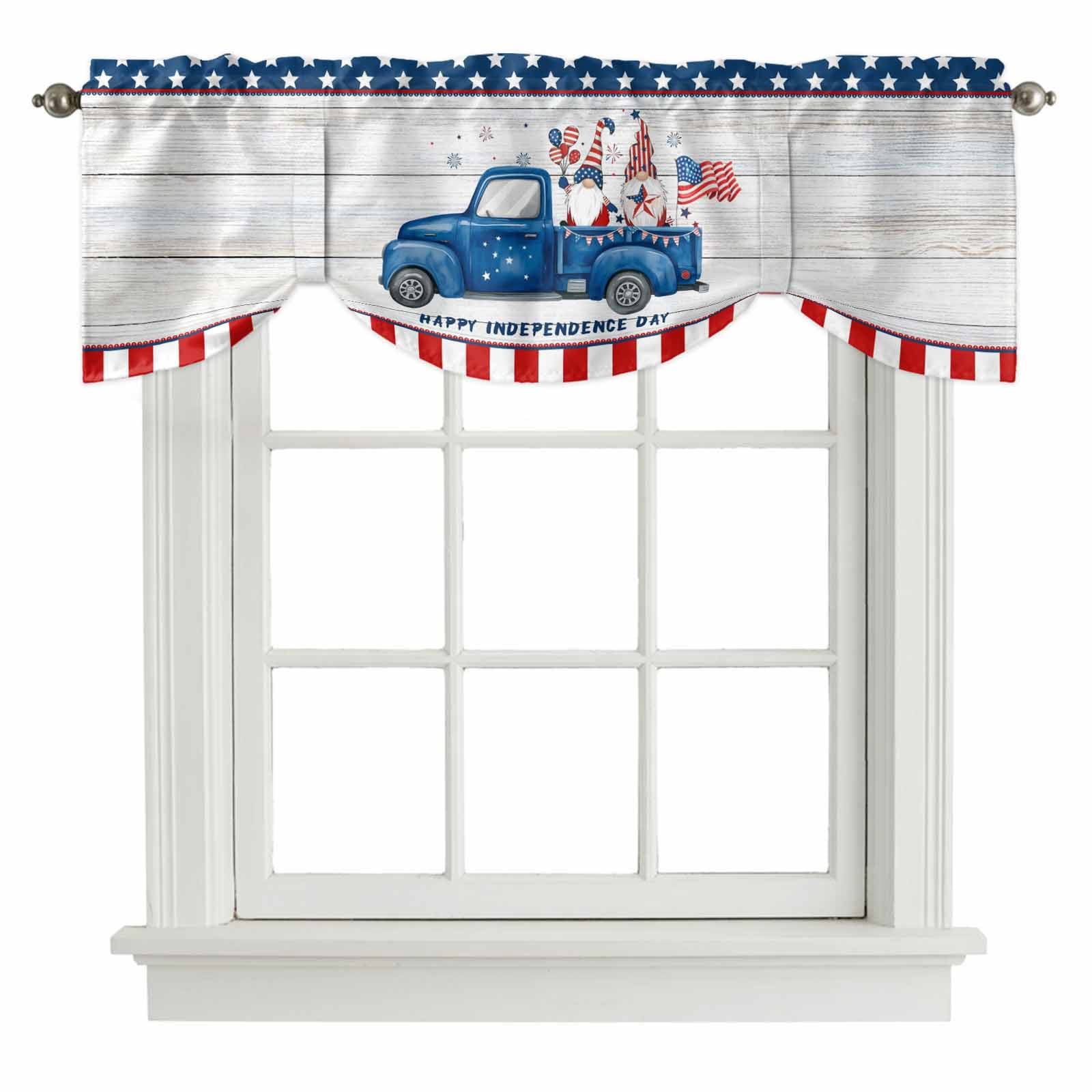 Independence Day Tie Up Valance Curtains for Windows, Kitchen Curtains ...