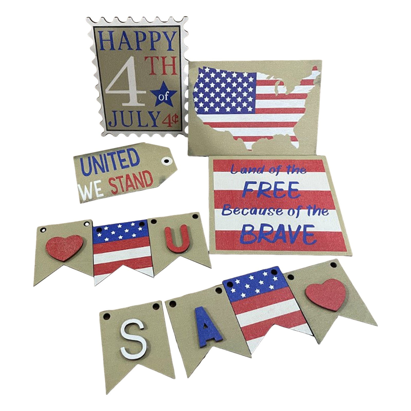 Independence Day Tray Decoration Independence Day Scene Wooden ...