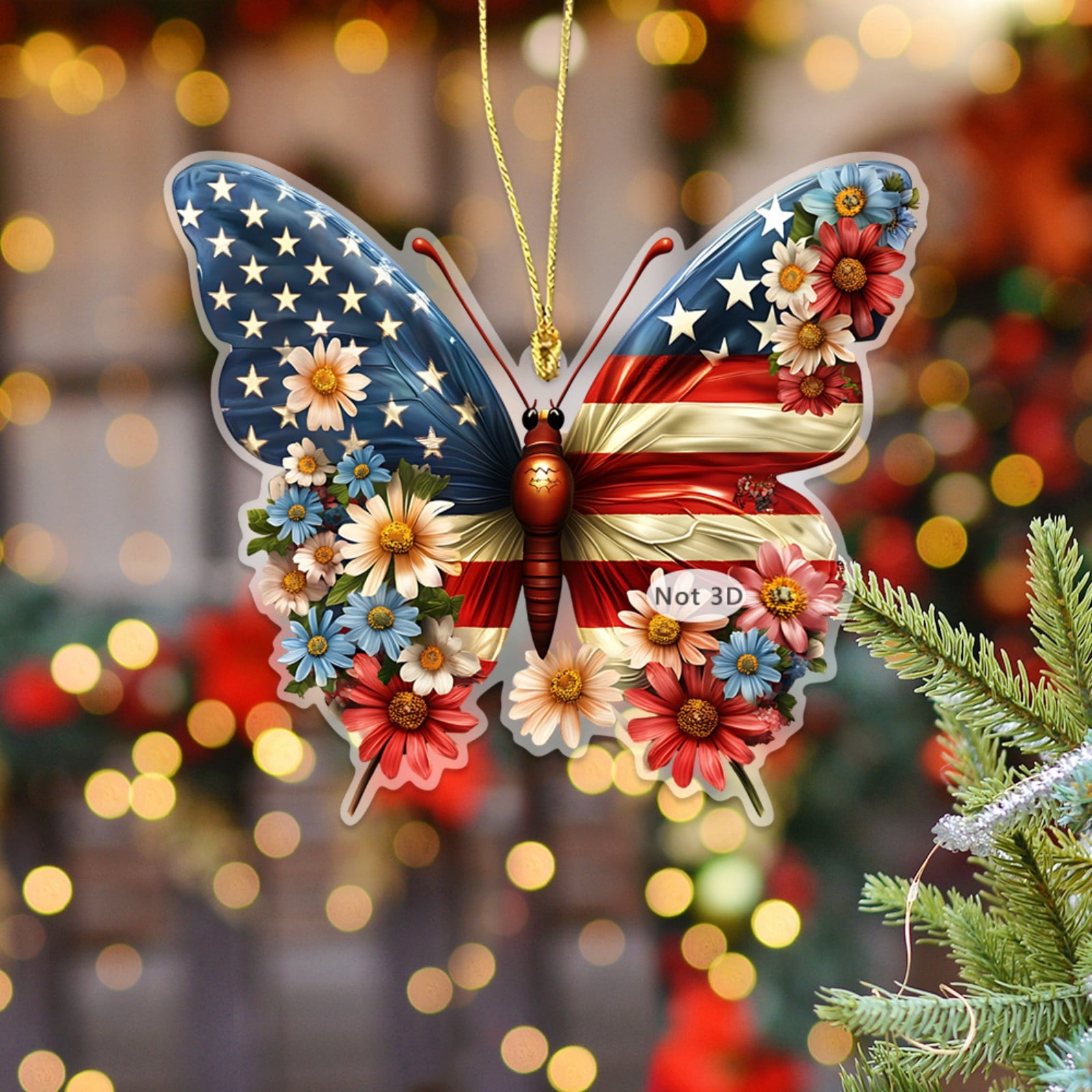 Independence Day Tree Decorations Butterfly Realistic, Patriotic ...