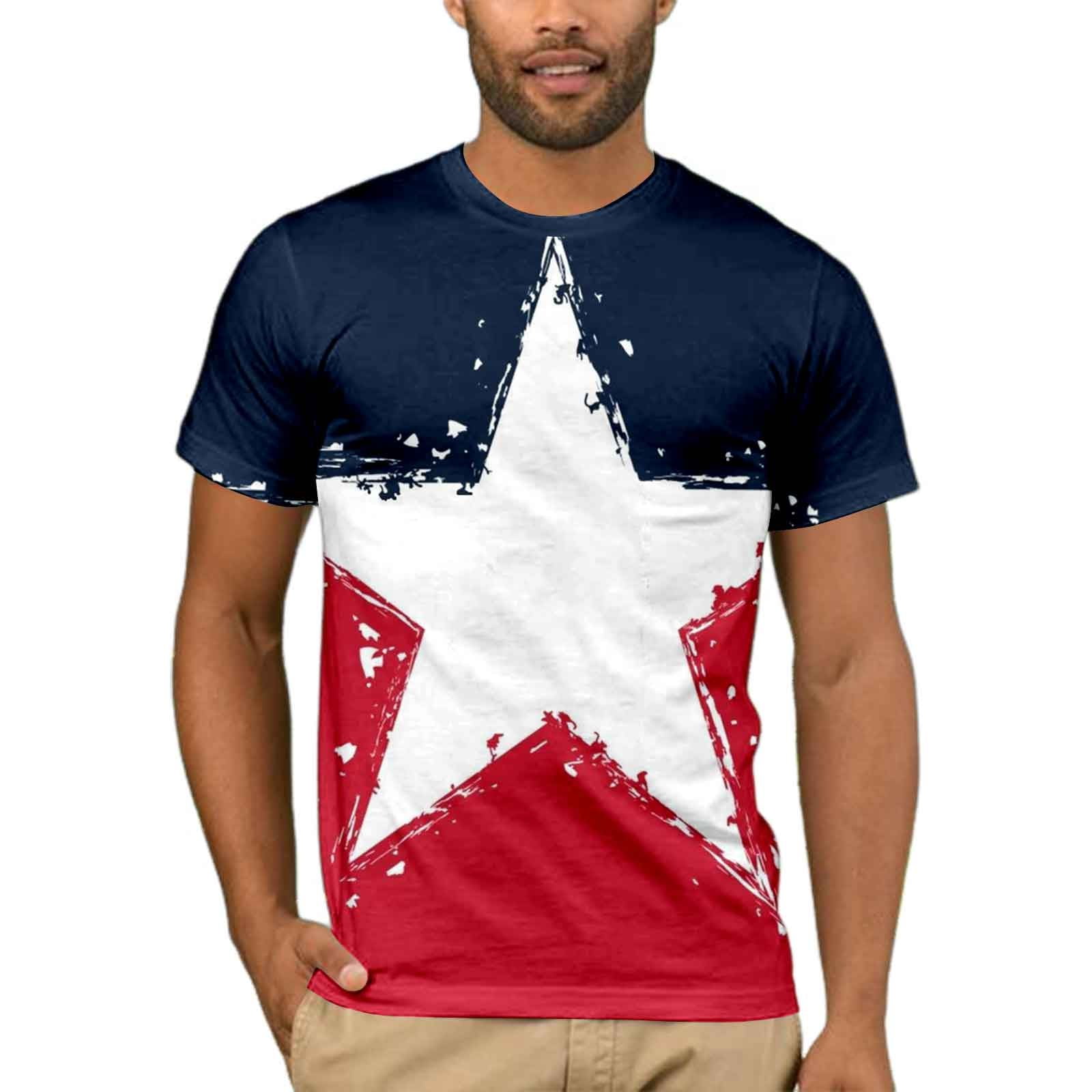 Independence Day Tshirts for Men Holiday Red White and Blue Flag Simple ...
