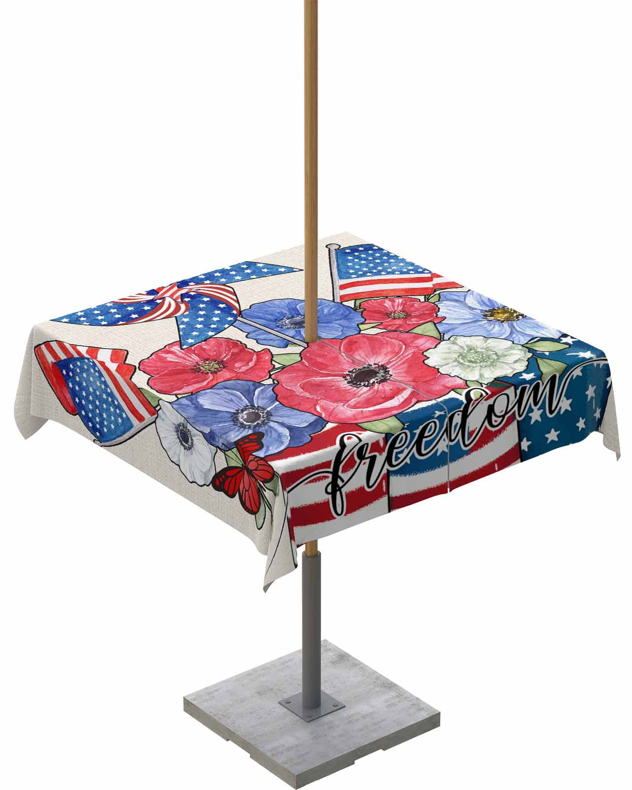 Independence Day USA Flag Windmill Square Tablecloth with Zipper ...