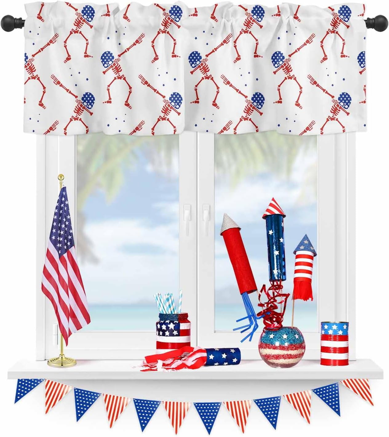 Independence Day Valance Curtains American Flag July 4th Patriotic ...