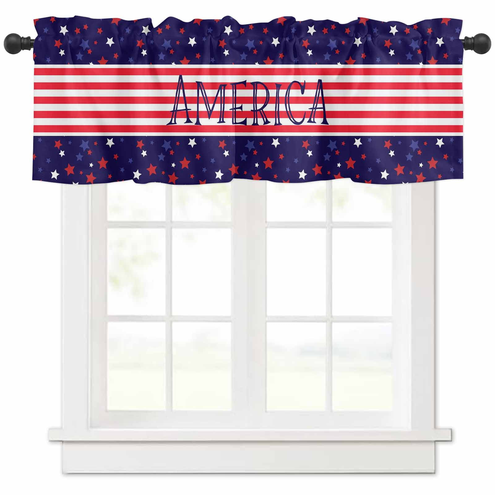 Independence Day Valances for Windows Farmhouse Kitchen Curtains ...