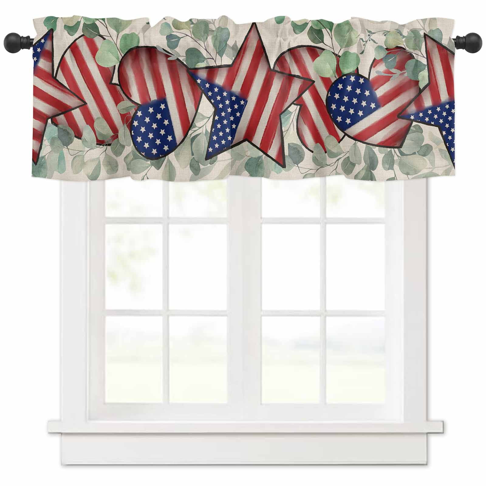Independence Day Valances for Windows Farmhouse Kitchen Curtains ...