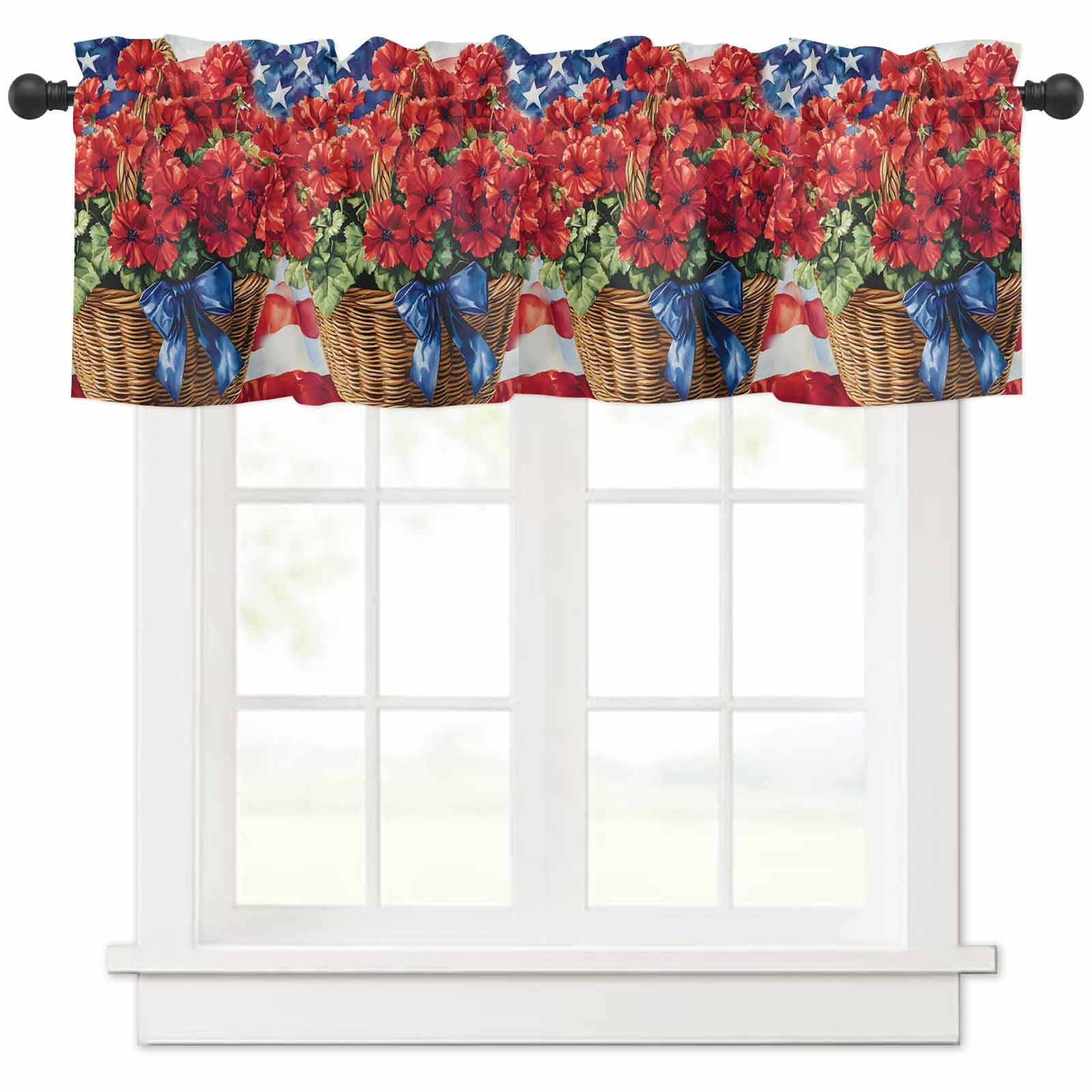 Independence Day Valances for Windows Farmhouse Kitchen Curtains ...