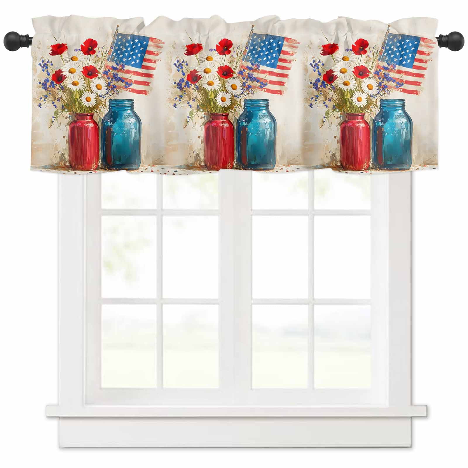 Independence Day Valances for Windows Farmhouse Kitchen Curtains ...