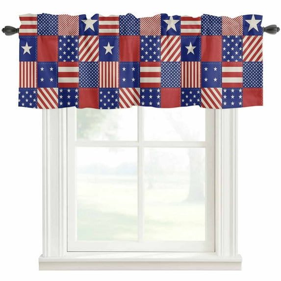 Independence Day Valances for Windows Vintage American Flag Red Stripes ...
