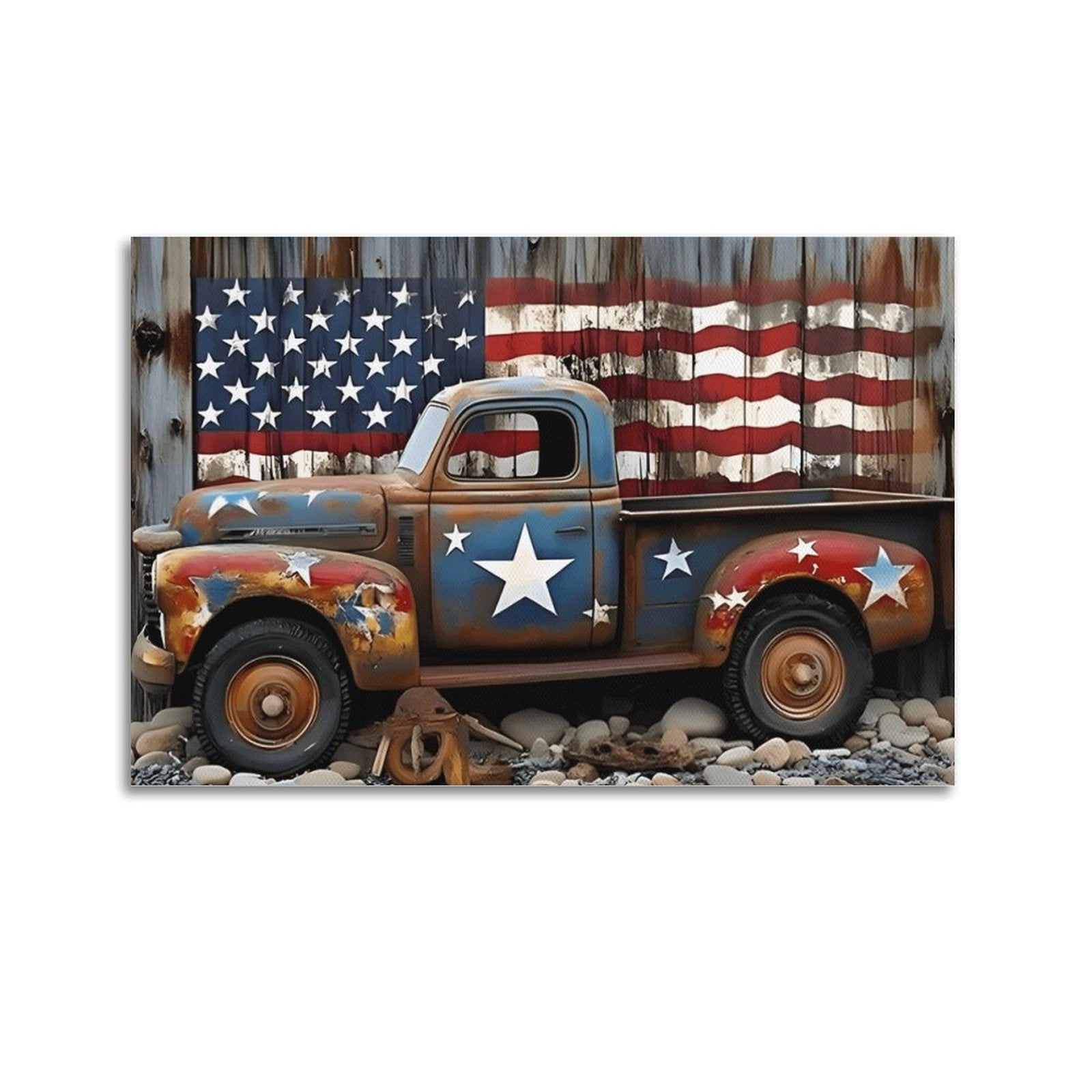 Independence Day Vintage Canvas Painting] Rustic Vintage American Flag ...