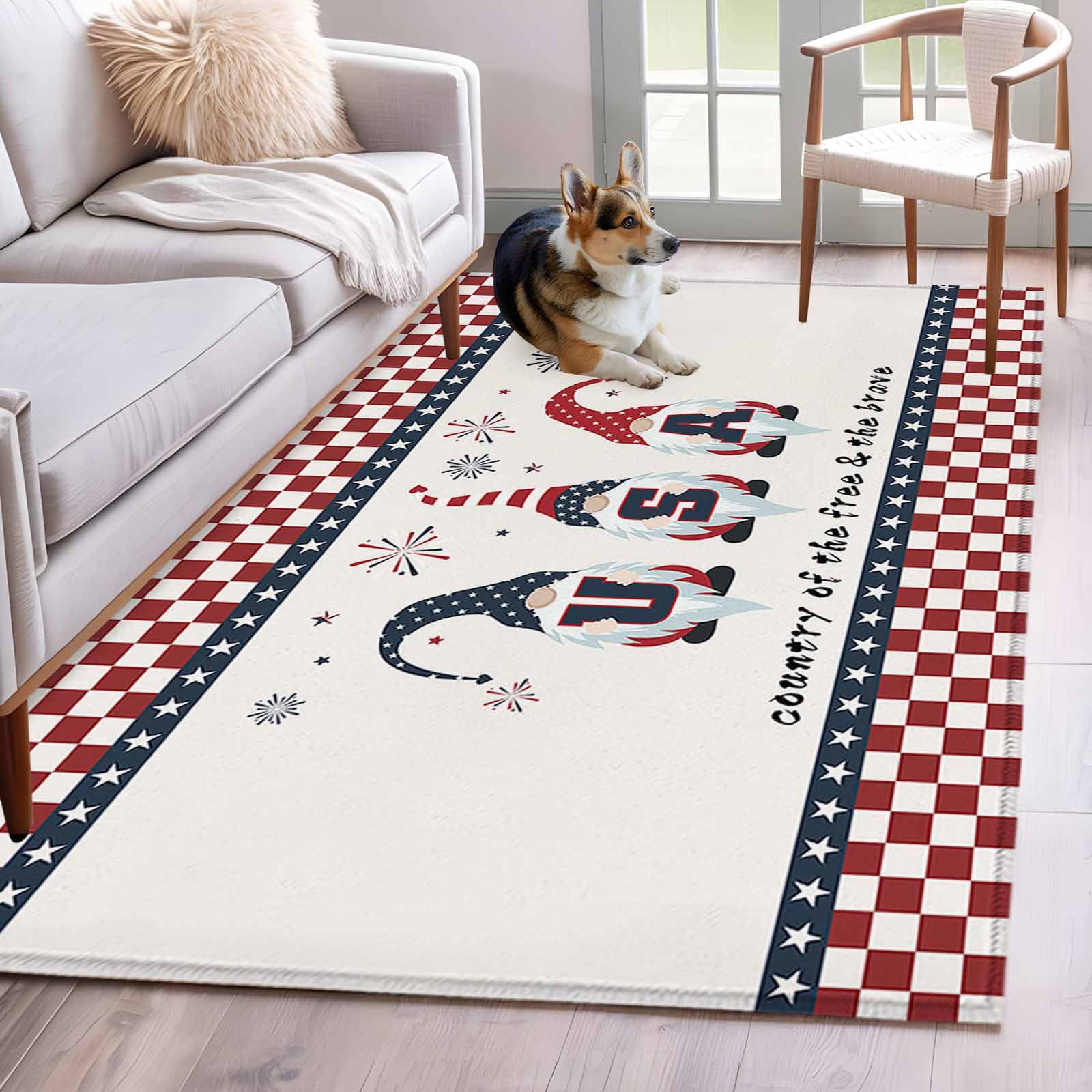 Independence Day Washable Area Rug 4 x 6 ft American Dwarf Country of ...