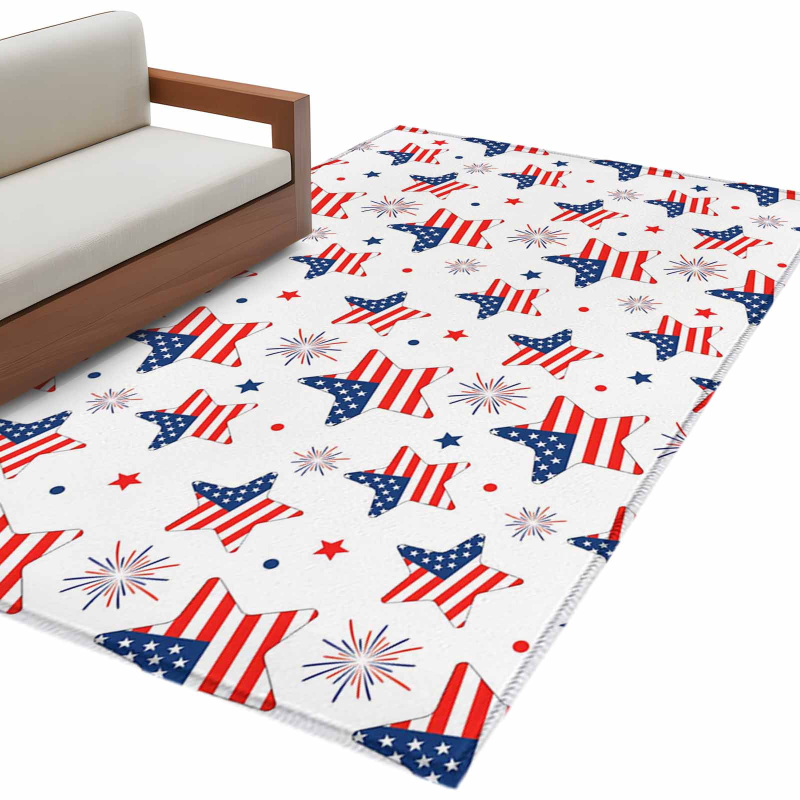 Independence Day Washable Area Rugs 3'x5', U.S. Flag Themed Cartoon ...