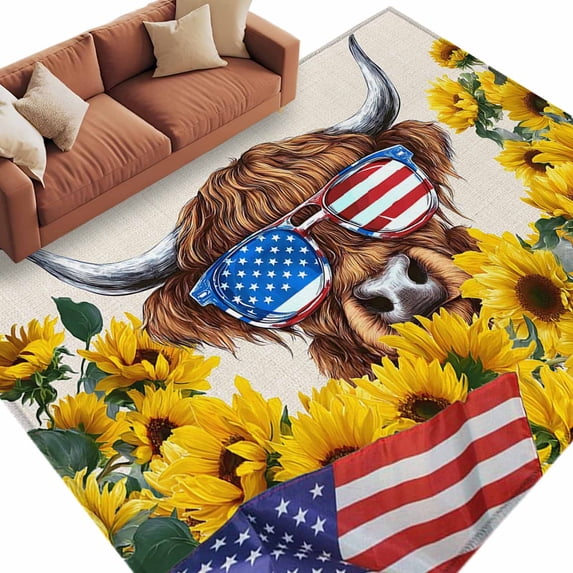 Independence Day Washable Living Room Rugs 8'x10', U.S. Flag Themed ...