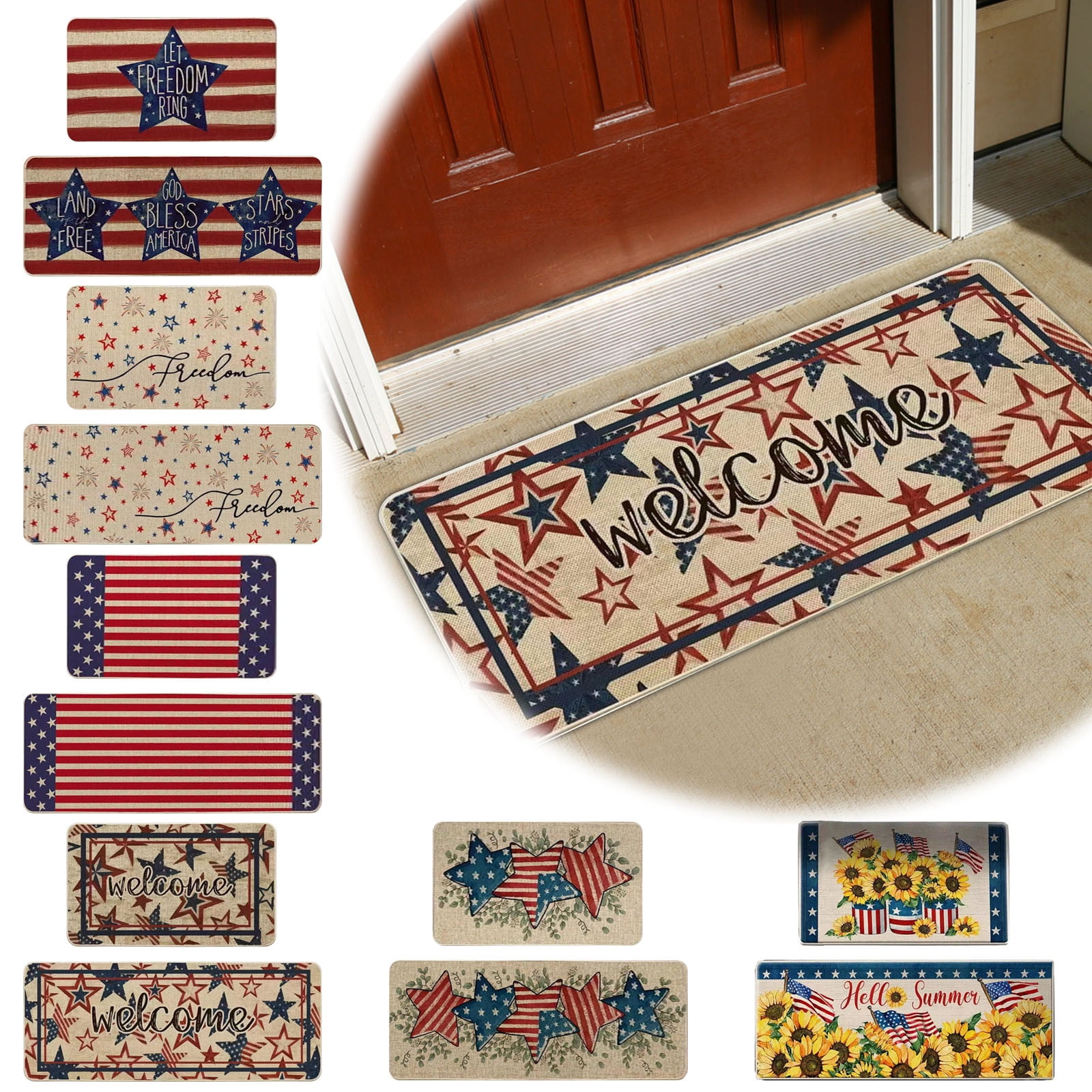 Independence Day Welcome Front Door Mat Patriotic 50*80cm Independence ...
