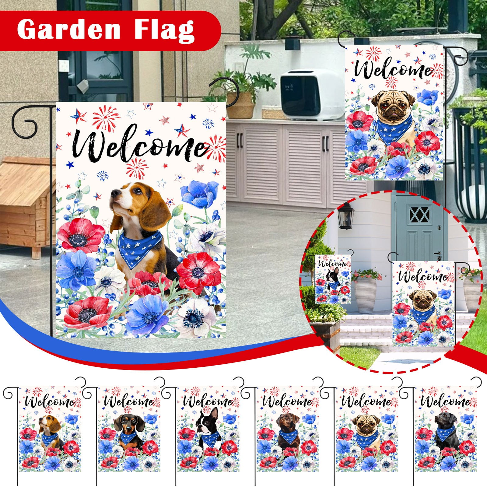 Independence Day Welcome Garden Flags 12x18Inch Patriotic Yard Flags ...