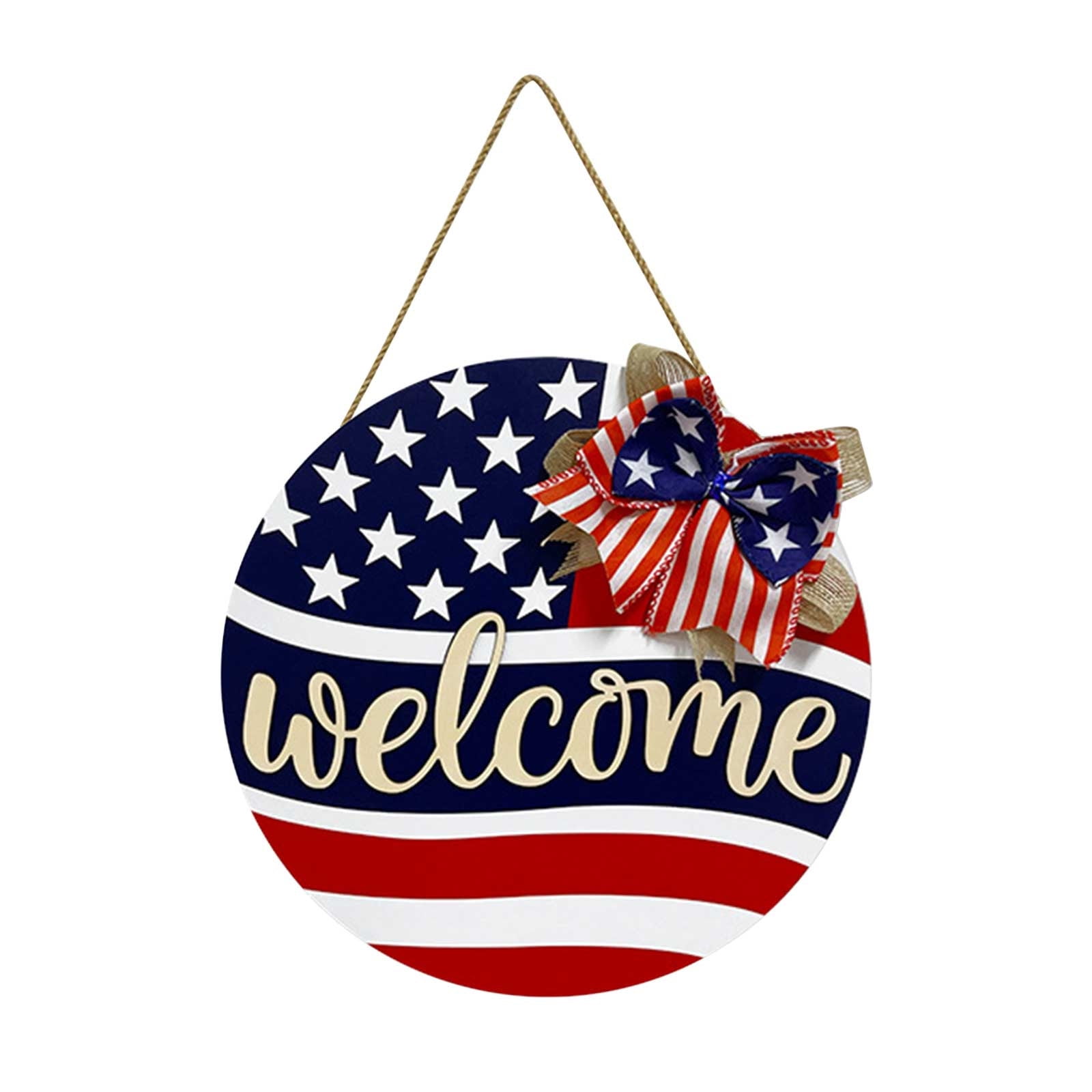 Independence Day Welcome Sign, Patriotic Door Wall Hanging Decor ...