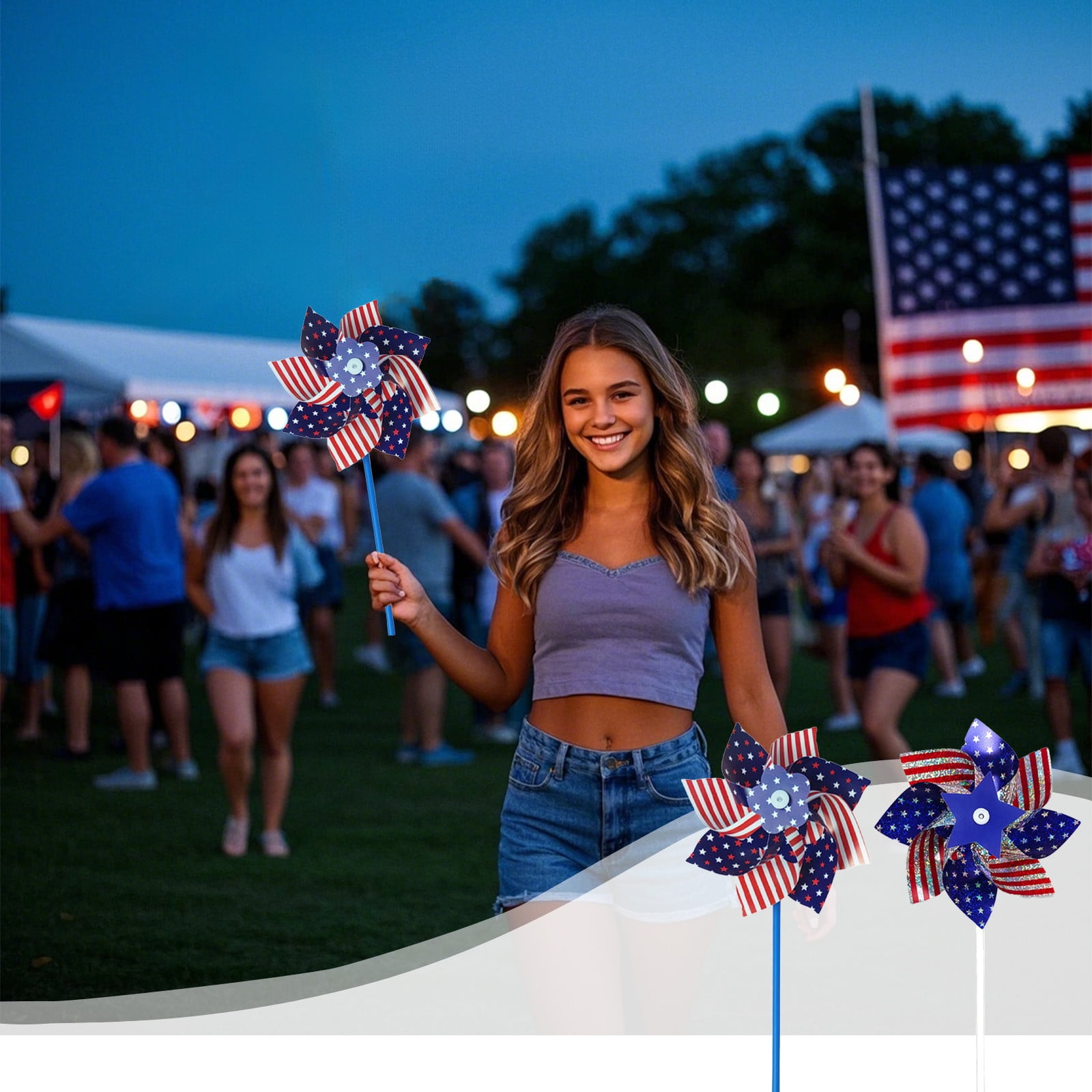 Independence Day Windmill Decoration Flower Gardening Garden Windmill ...