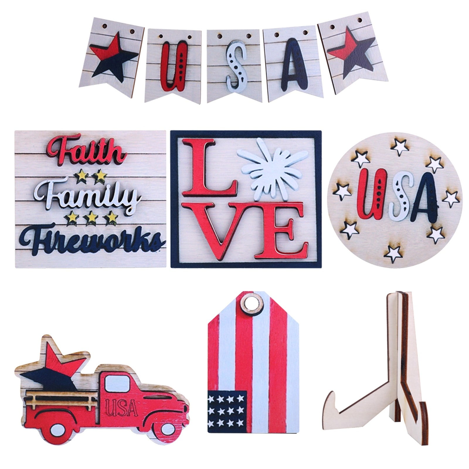 Independence Day Wooden Decoration Layer Pallet Decoration Miniature ...