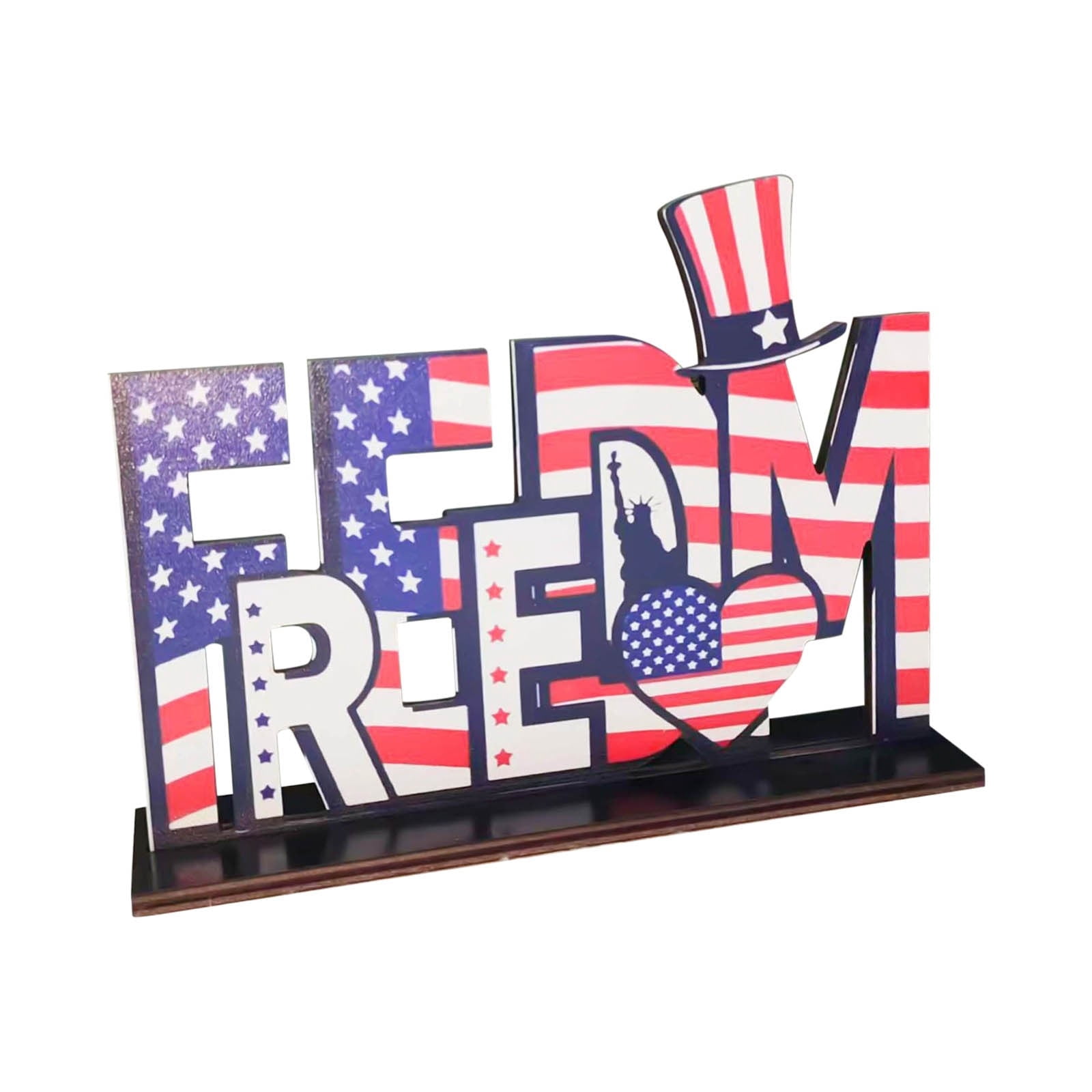 Independence Day Wooden Decorations - USA Flag Letters, Red White Blue ...
