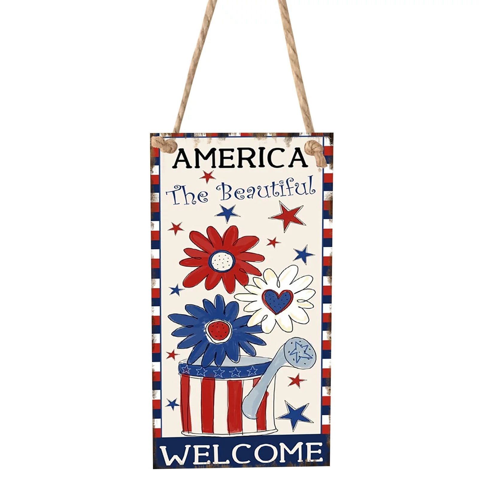 Independence Day Wooden Door Decor 10.8cm 20.3cm Hanging Signs 0.39Inch ...