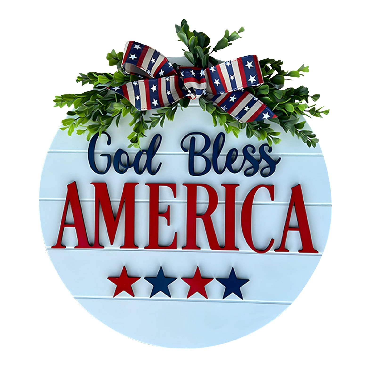 Independence Day Wooden Door Decor Patriotic 11.8x11.8Inch Hanging ...