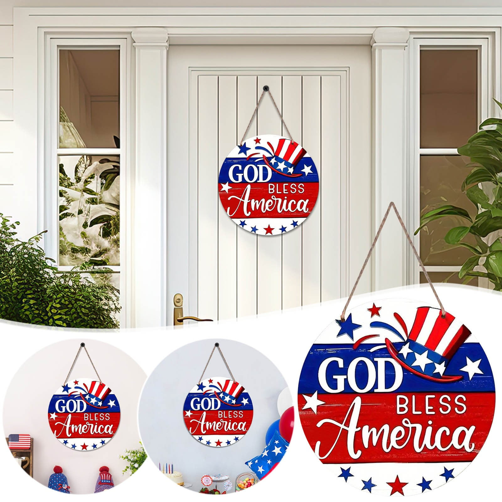 Independence Day Wooden Door Pendant American Flag Decor | Patriotic ...
