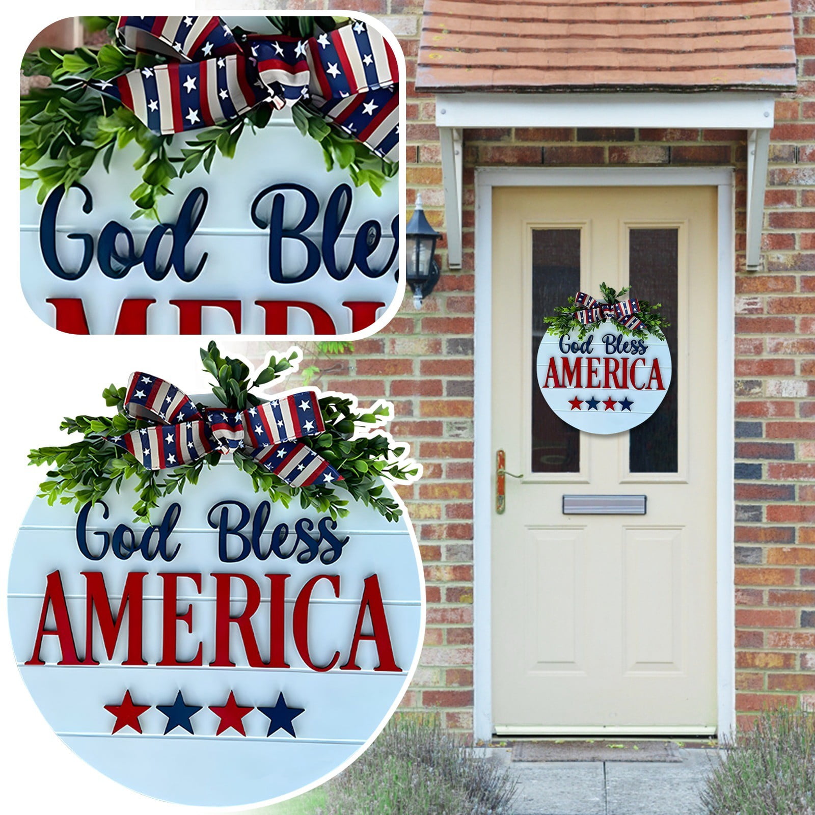 Independence Day Wooden Independence Day Door Sign 3D 11.8x11.8Inch ...