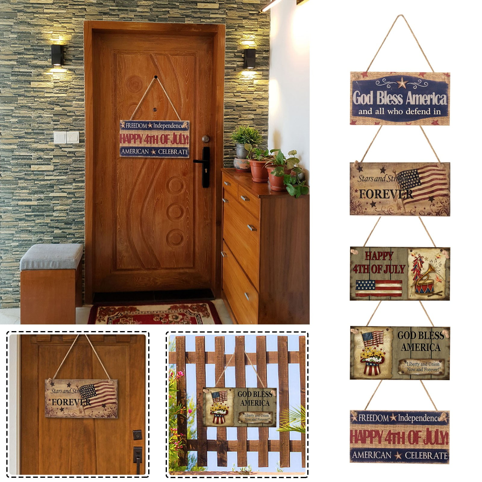 Independence Day Wooden Independence Day Door Sign 8*4.25Inch 2025 ...