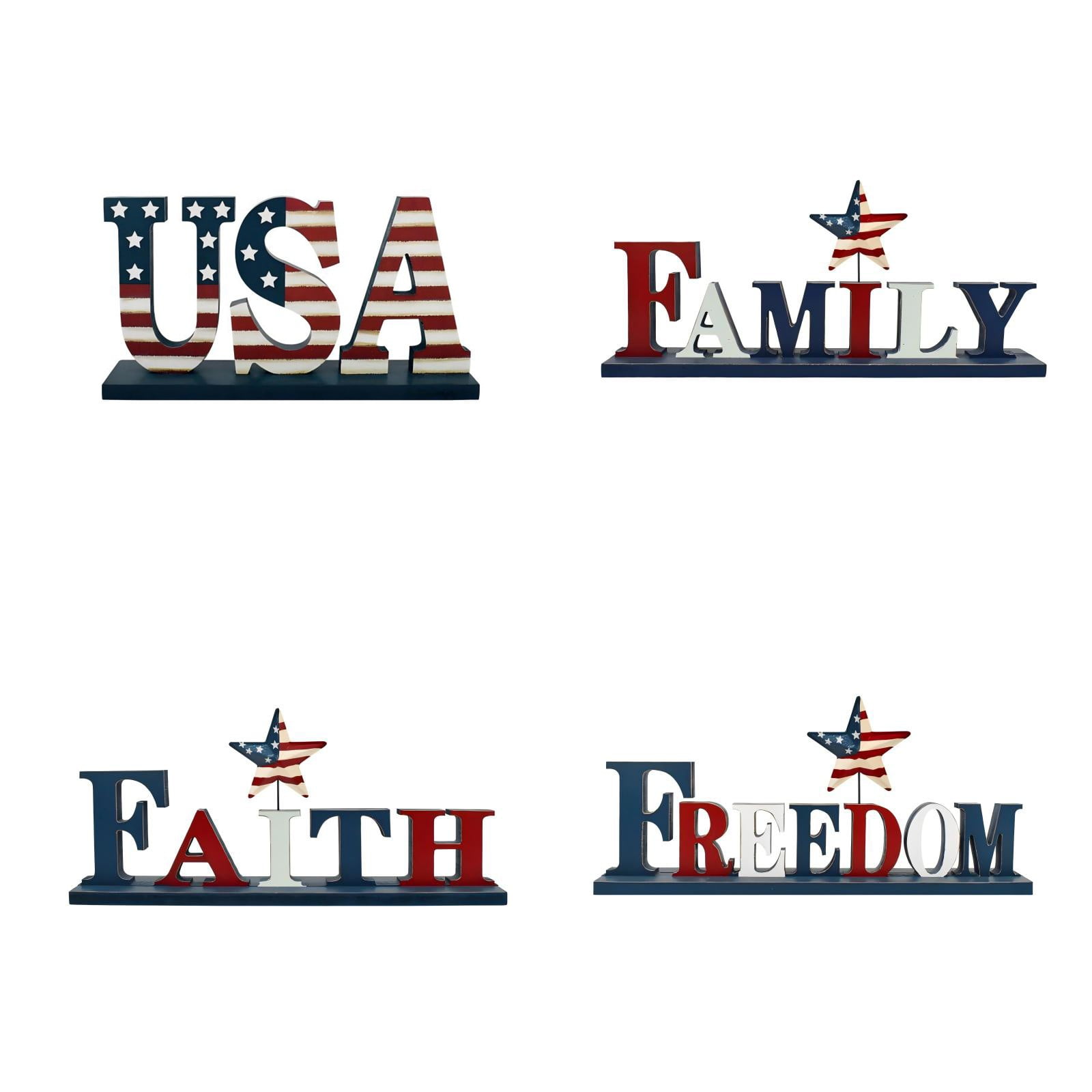 Independence Day Wooden Independence Day Table Decor 2025 Patriotic ...