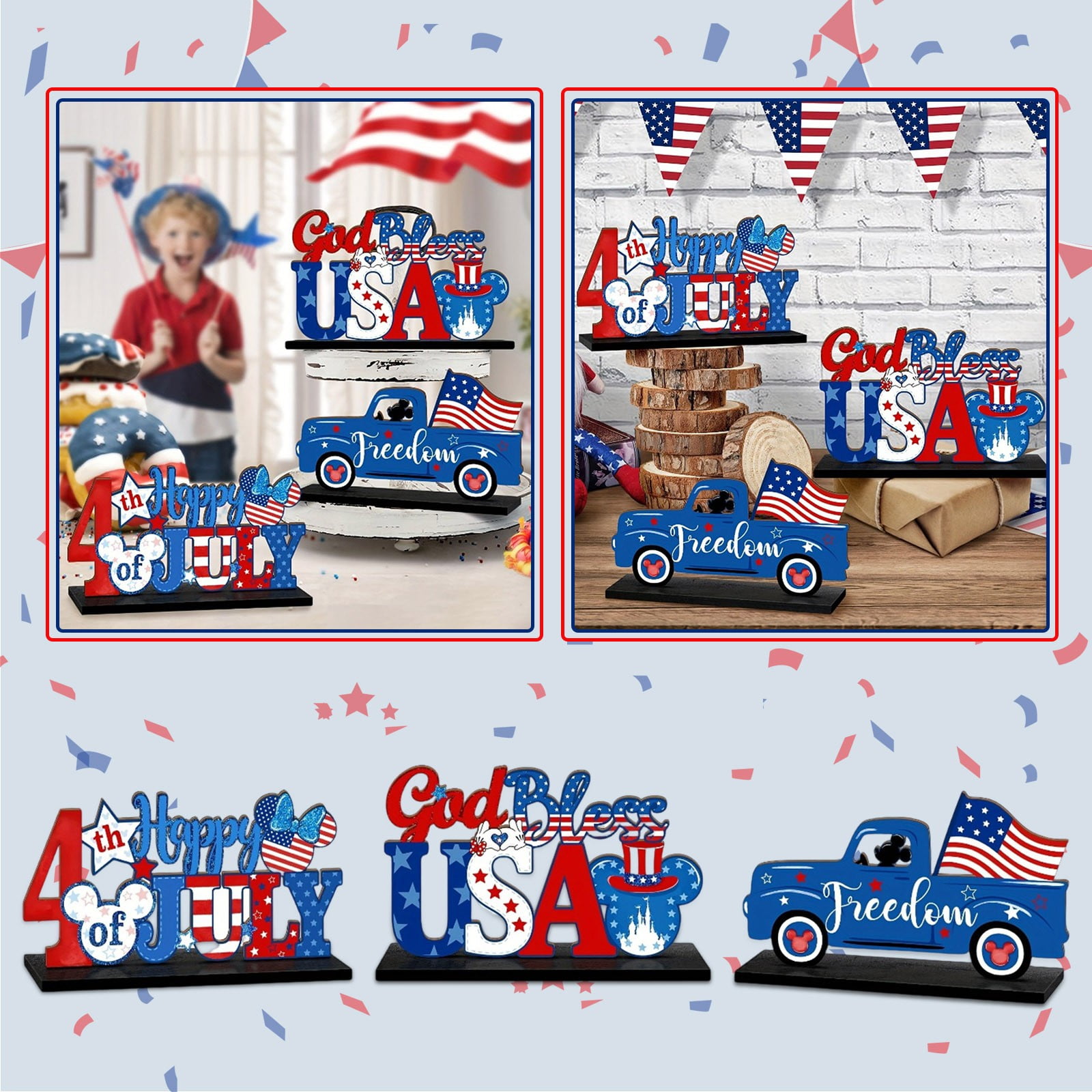 Independence Day Wooden Independence Day Table Decor Patriotic 2025 ...