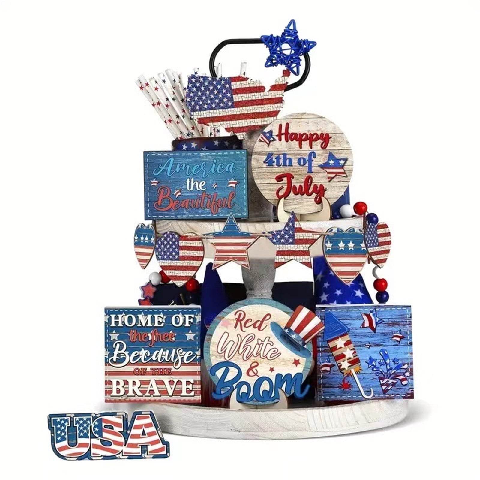 Independence Day Wooden Independence Day Table Decor Star 2025 ...