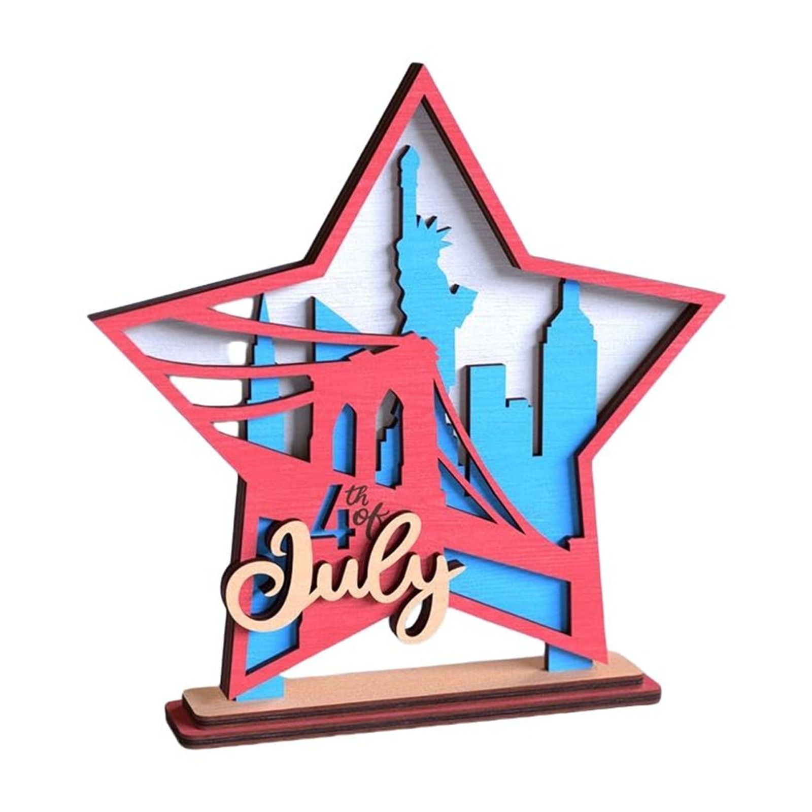 Independence Day Wooden Independence Day Table Decor Star Patriotic 5.9 ...
