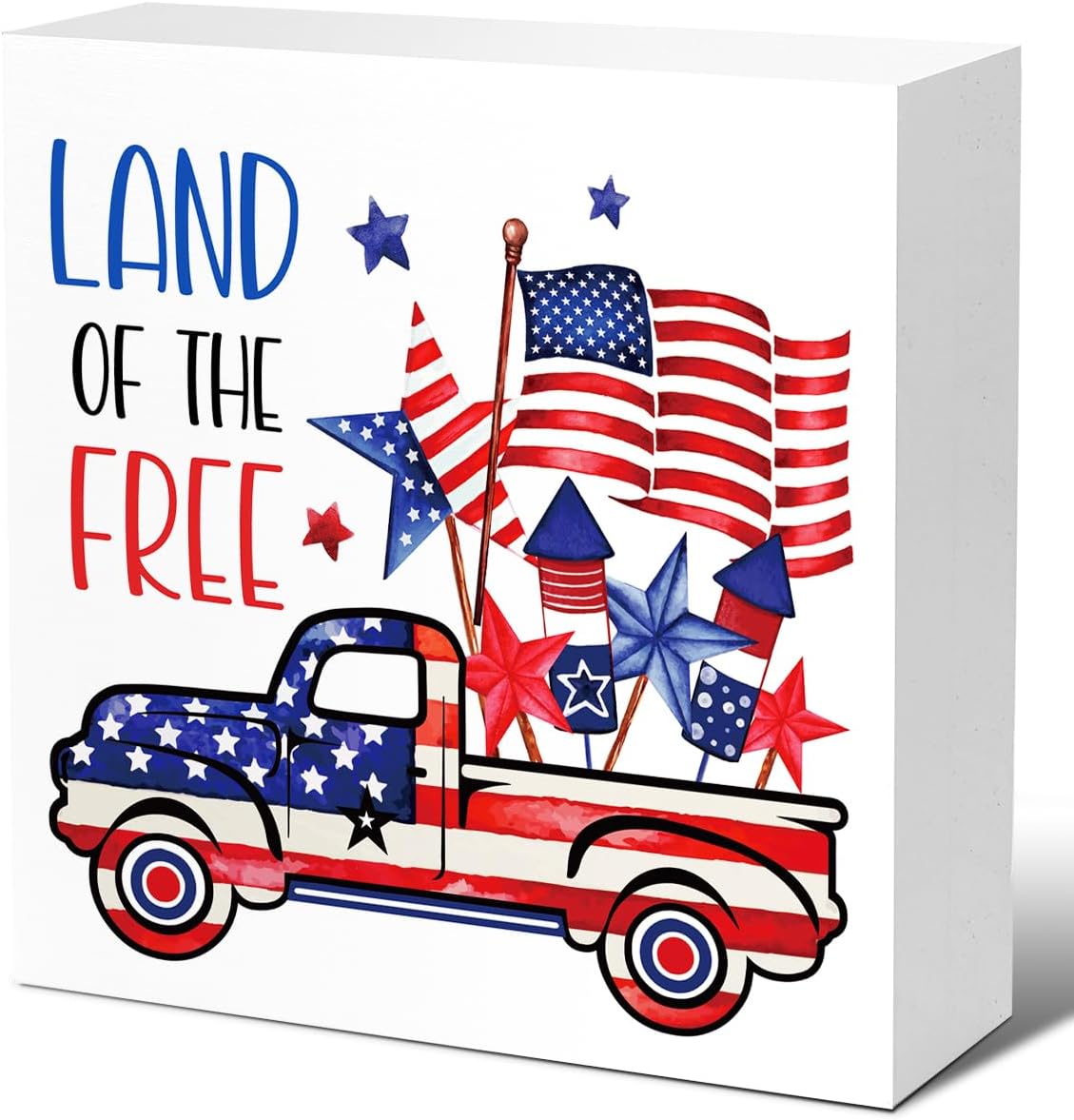 Independence Day Wooden Plaque,Land Of The Free Wooden Box Sign Desk ...