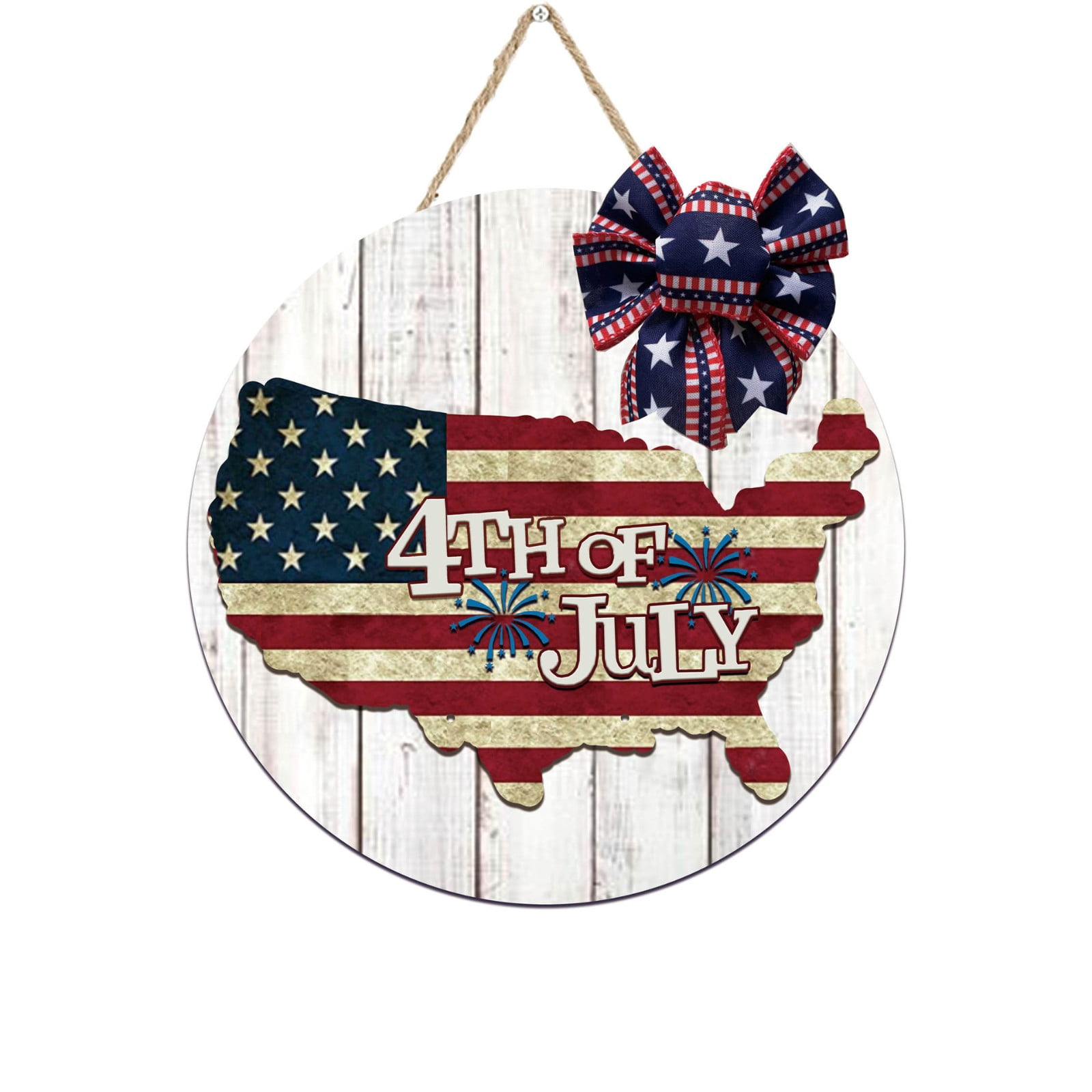 Independence Day Wooden Round Patriotic Ornaments 4th of July Hanging ...