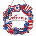 Independence Day Wooden Welcome Sign Patriotic Anniversary Door Hanger ...