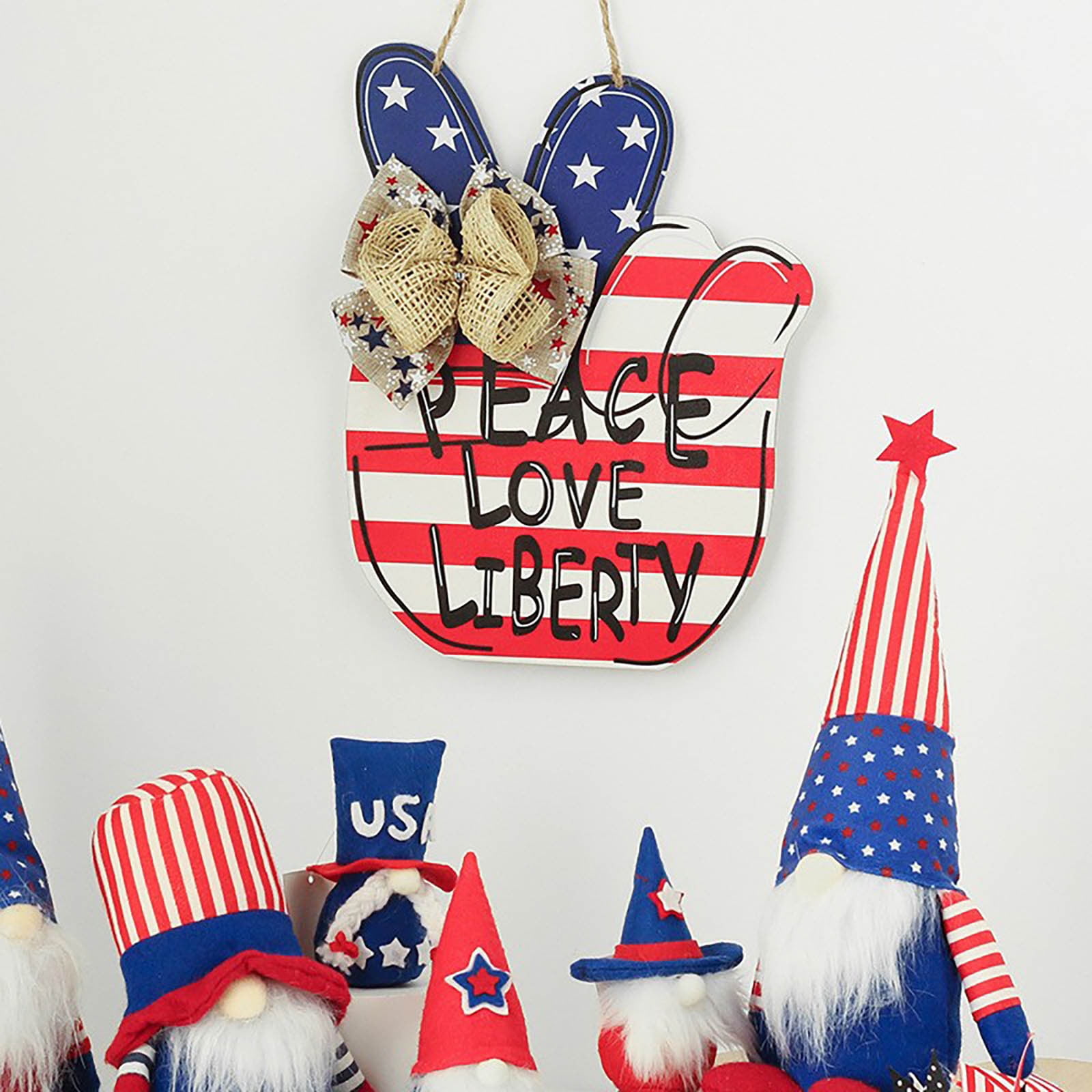Independence Day Wooden Welcome Wreath Sign Patriotic 2025 Hanging ...