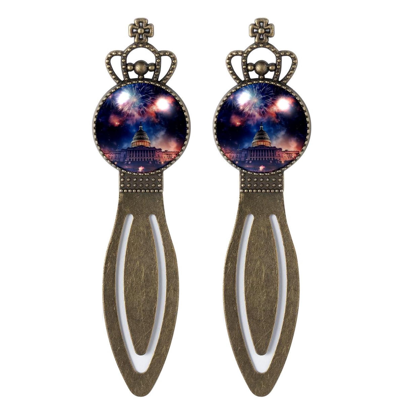 Independence Day fireworks Copper Crown-Shaped Bookmarks, Set of 2 ...