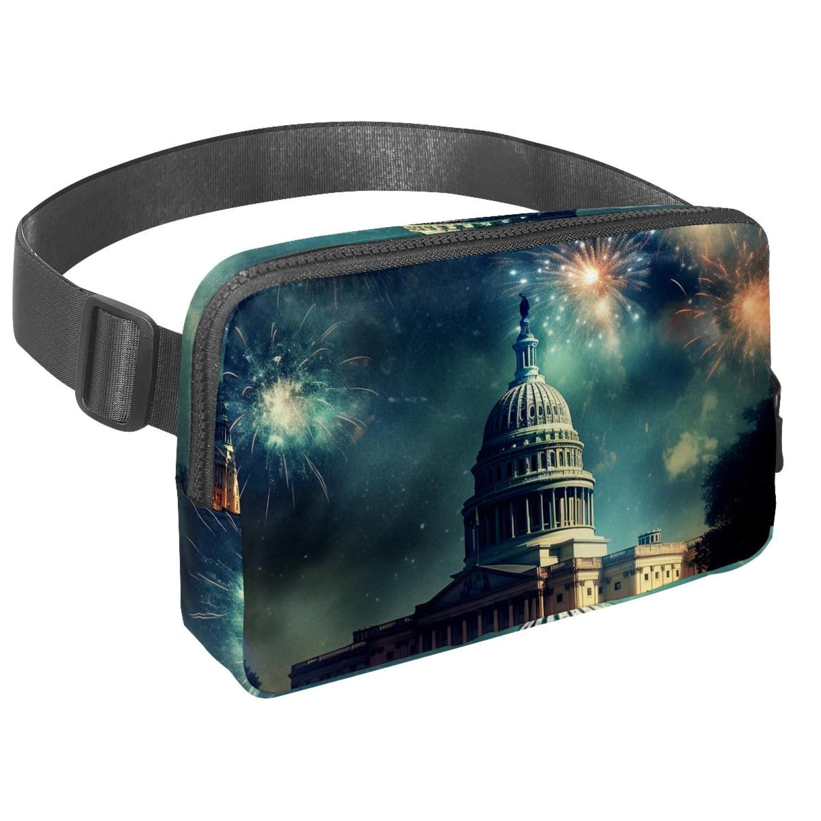 Independence Day fireworks Unisex Lightweight Waist Bag with Adjustable ...